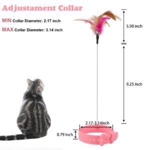 Cat Collar Toy, 3 Pcs Cat Feather Toy with Neck Collar, Interactive Self Playing Toys with Bell for Indoor Kittens Small Animals(Pink/Blue/Green)