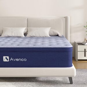 avenco king mattress, 12 inch hybrid king mattress in a box for pressure relief & sound sleep, individually wrapped pocket coils innerspring mattress for motion isolation, medium firm feel mattress