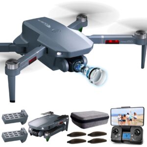 fpv drone with 2 camera for adults, foldable wifi rc quadcopter remote control airplanes kit with 2 batteries,advanced brushless motors, long range video transmission, 3d flip, auto return home,app control (gray)