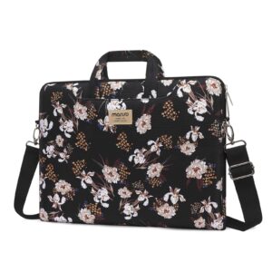 mosiso laptop bag for women, 15 inch computer bag compatible with macbook, hp, dell, lenovo, asus, notebook, 15.6 inch laptop shoulder bag carrying messenger sleeve with strap, wheatear print