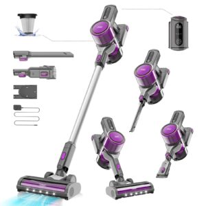 cordless vacuum cleaner for home | 400w powerful stick vacuum | long runtime detachable battery | led display | deep clean for hard floor carpet