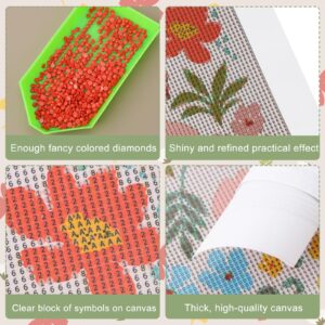 Yeaqee 4 Pcs Diamond Art Kits DIY Painting for Adult Kid Aesthetic Wall Diamond Crafts Aesthetic Room Decor Cute Painting Pictures 5D Craft Wall Decor for Home Wall 10 x 11.8'' (Floral)