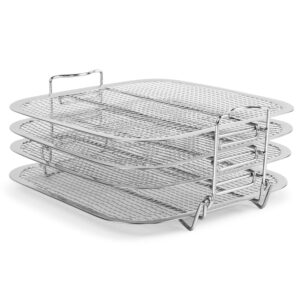 sicheer dehydrator rack stainless steel stand accessories compatible with instant vortex plus 6 quart air fryer, ninja foodie grill, chefman 8 quart air fryer, 4 layers