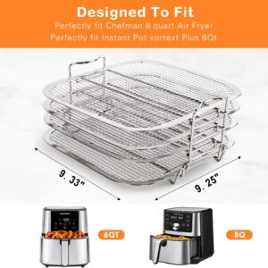 SICHEER Dehydrator Rack Stainless Steel Stand Accessories Compatible with Instant Vortex Plus 6 quart Air Fryer, Ninja Foodie Grill, Chefman 8 quart Air Fryer, 4 layers