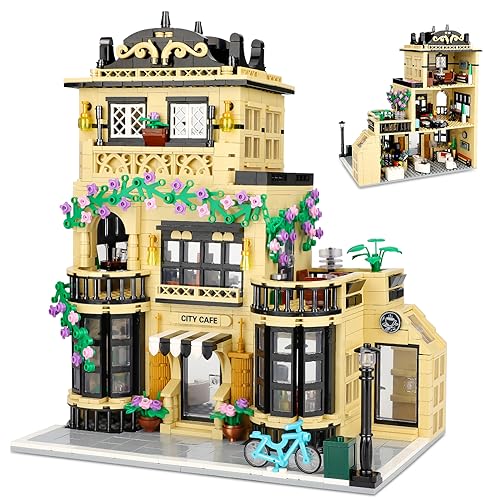 City Coffee Shop Building Blocks Set- Compatible with Lego City House, Architecture Modular Building Three-Story House Building Blocks for Adults (1443pcs)