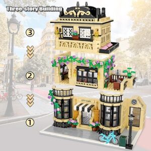 City Coffee Shop Building Blocks Set- Compatible with Lego City House, Architecture Modular Building Three-Story House Building Blocks for Adults (1443pcs)