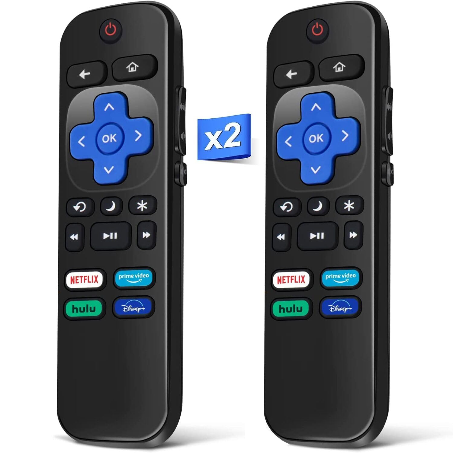 2 Pack Universal TV Remote for Roku TV, AKWOR Replacement for TCL Roku/for Hisense Roku/for Sharp Roku TV,TV Remote with Netflix Disney+/Hulu/Prime Video