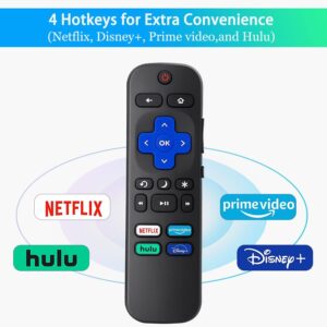 2 Pack Universal TV Remote for Roku TV, AKWOR Replacement for TCL Roku/for Hisense Roku/for Sharp Roku TV,TV Remote with Netflix Disney+/Hulu/Prime Video