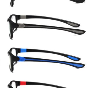 JOON-joon Reading Glasses Men 4 Pairs Ultra Light TR90 Sports Style Blue Light Blocking Readers+3.0