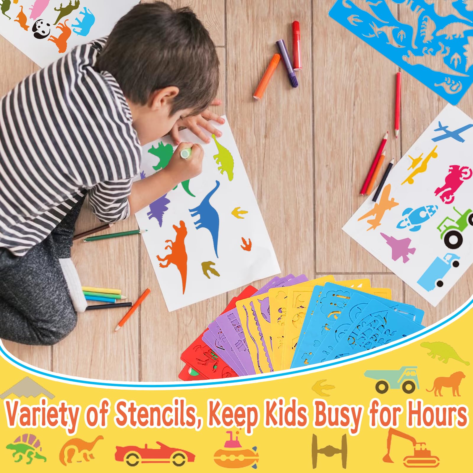 Drawing Stencils for Kids 30 Pieces Kids Stencils for Drawing with 500+ Patterns, Great Art Stencils Gift for Boys Girls Birthday Christmas