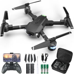 attop drone with camera for adults, 1080p live video 120°wide angle app-controlled camera drone for kids over 8 years old, beginner friendly with 1 key fly/land/return, fpv drone w/ safe emergency stop, remote/voice/gesture control, 360°flip, carrying cas