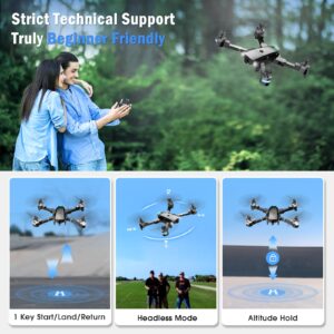 ATTOP Drone with Camera for Adults, 1080P Live Video 120°Wide Angle APP-Controlled Camera Drone for Kids over 8 Years Old, Beginner Friendly with 1 Key Fly/Land/Return, FPV Drone w/ Safe Emergency Stop, Remote/Voice/Gesture Control, 360°Flip, Carrying Cas