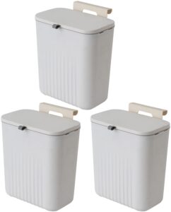 sooyee 3 pack 12l/3.2 gal kitchen compost bin for countertop or under sink, hanging small trash can with lid for cupboard/bathroom/bedroom/office/camping,compost bucket white