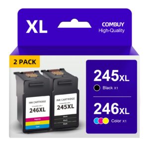 combuy 245xl 246xl combo pack remanufactured ink cartridge replacement for canon 245xl 246xl ink for mg2522 mx490 tr4520 mx492 ts3322 tr4522 ts3122 ts202 mg2922 printer (black, tri-color, 2-pack)