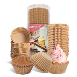 500pcs standard natural cupcake liners for baking,food grade cupcake wrappers,non-stick, greaseproof parchment muffin liners,by bake choice (500pcs brown)