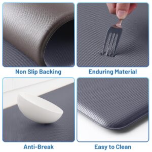 StepLively 2-Piece Anti-Fatigue Cushioned Kitchen Mat Set, Non-Skid Grey Standing Mats for Kitchen, Office, Sink - 17.3"x30" and 17.3"x47"