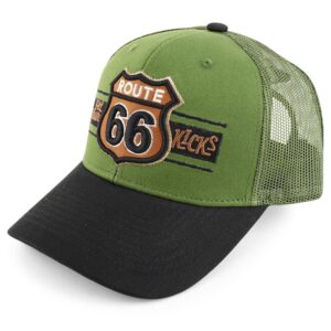 trendy apparel shop route 66 3d embroidered structured mesh back baseball cap - olive black