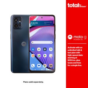 Total by Verizon Motorola moto g Power 5G (2023) Locked 128GB 5000mAh Battery 50MP Main Camera 6.5-in. FHD+ 120Hz Display Black