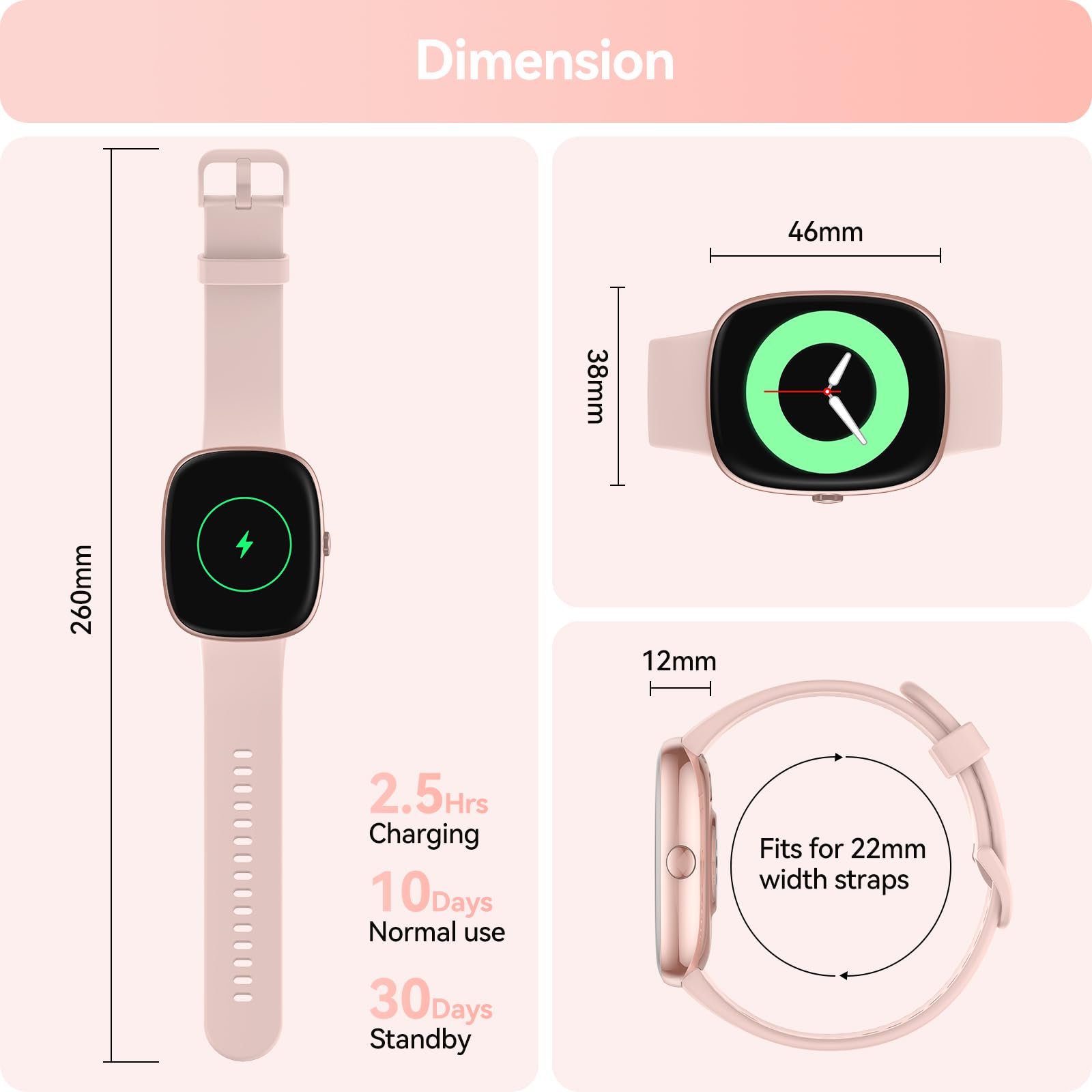 anyloop Fitness Tracker Watch with 24/7 Heart Rate Blood Oxygen Monitor, 1.69" Large Screen Activity Tracker with Pedometer, Sleep Monitor, Calories & Step Counter, Sports Smart Watch for Women Men