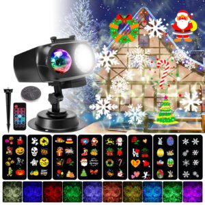 greenclick christmas projector lights,2023 upgrade snowflake & 64 patterns holiday projector lights outdoor with remote control timer ocean wave projector for party home valentines garden decoration