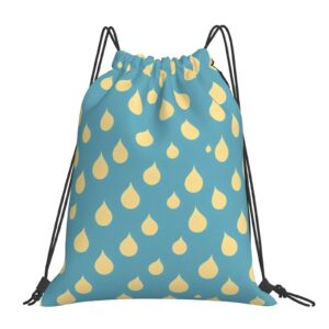 water-drop printed pattern drawstring backpack for men and women's sports and fitness bag, large size, zippered pocket, lightweight, foldable and portable for travel