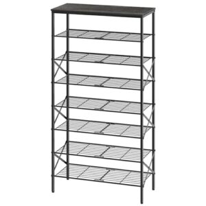 yatiney 8 tier shoe rack, shoe storage organizer, large capacity shoe shelf holds 32 pairs of shoes, durable and stable, for entryway, hallway, closet, dorm room, charcoal and black ss08bc