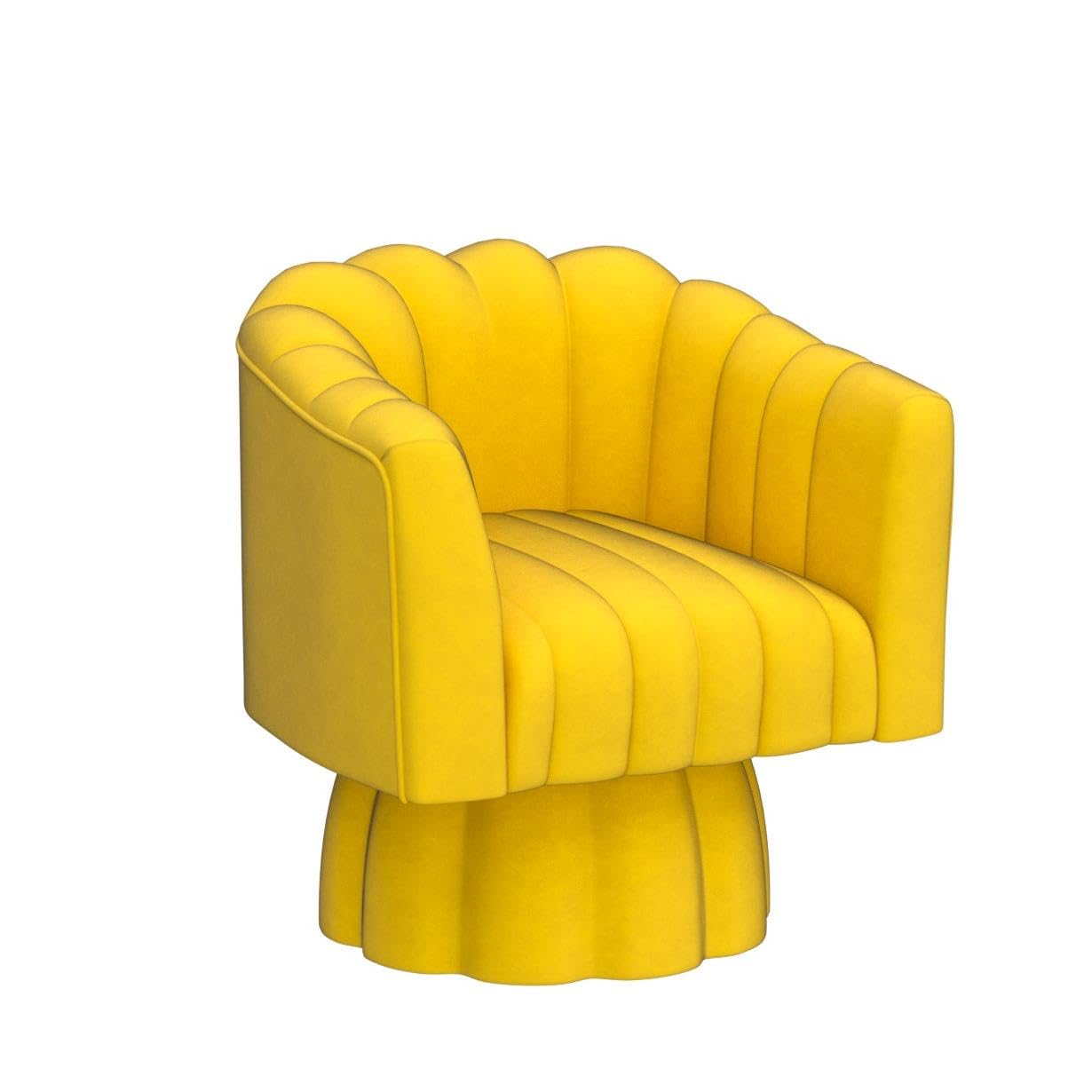 Accent Chair Mid Century 360 Degree Swivel Chair,Modern Lounge Sofa Round Barrel Chair with Wide Upholstered,Fluffy Velvet Fabric Chairs for Home Sofa Living Room/Bedroom/Waiting Room(Yellow)