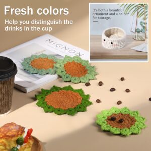 Hssugi Crochet Kit for Beginners - 6pcs Coasters in a Plant Pot Crochet Start Kit, Complete Beginner Crochet Kit with Crochet Hooks, Yarn, Clear Video Tutorials for Adult Beginners