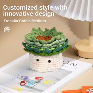 Hssugi Crochet Kit for Beginners - 6pcs Coasters in a Plant Pot Crochet Start Kit, Complete Beginner Crochet Kit with Crochet Hooks, Yarn, Clear Video Tutorials for Adult Beginners