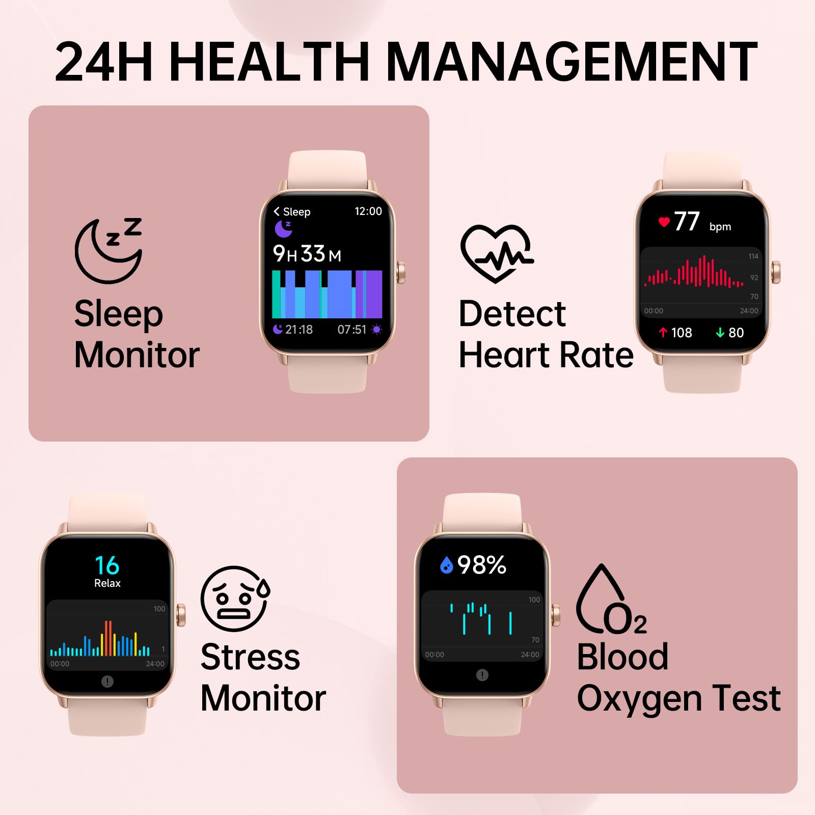 Smart Watch for Women Men (Answer/Make Call) with Alexa Built-in, iPhone Android Compatible, Sleep and Activity Tracker Heart Rate Blood Oxygen Monitor 1.8"Touch Screen Bluetooth Watch