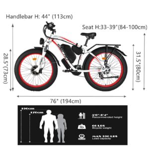 Echainstar US Stock Smlro XDC600 Plus Electric Bicycle Fat Tire 35MPH, 21 Speeds 2000W 22.4AH Electric Off-Road Bike, Hydraulic Disc Brake Beach E-Bike for Adult (White Red)