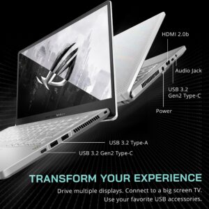 Asus 2022 ROG Zephyrus G14 14'' FHD 144Hz Gaming Laptop, AMD Ryzen 7-5800HS, NVIDIA GeForce RTX 3060 6G Graphics, 16GB RAM, 512GB PCIe SSD, Backlit Keyboard, Win 11 Pro, White, 32GB USB Card