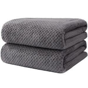 homexcel bath towel set pack of 2, (27 x 54 inches) microfiber ultra soft highly absorbent bath towel, lightweight and quick drying towels for body, sport, yoga, spa, fitness, grey