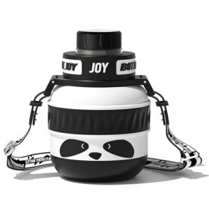 bottle joy stainless-steel water bottle: kids water bottle, leakproof lid, perfect sip, double insulated, eco-friendly, dishwasher safe & stylish strap, gifts for kids (panda, 16 oz)