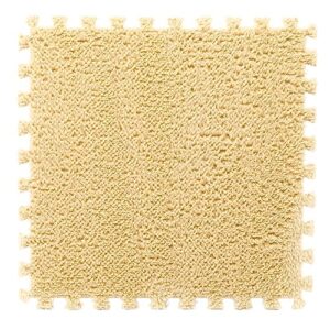 plush foam interlocking puzzle carpet floor tiles or home decoration -36 pcs 12 x 12 in soft square area rugs non-slip washable play carpet mat with border(size:30x30x0.6cm,color:apricot)