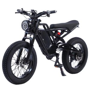 helasdvt mzb1 1500w electric mountain bike,35mph electric dirt bike,48v18a removable battery,20 inch fat tire retro electric bike,7speed,with suspension fork,hydraulic brake system(black1 battery)