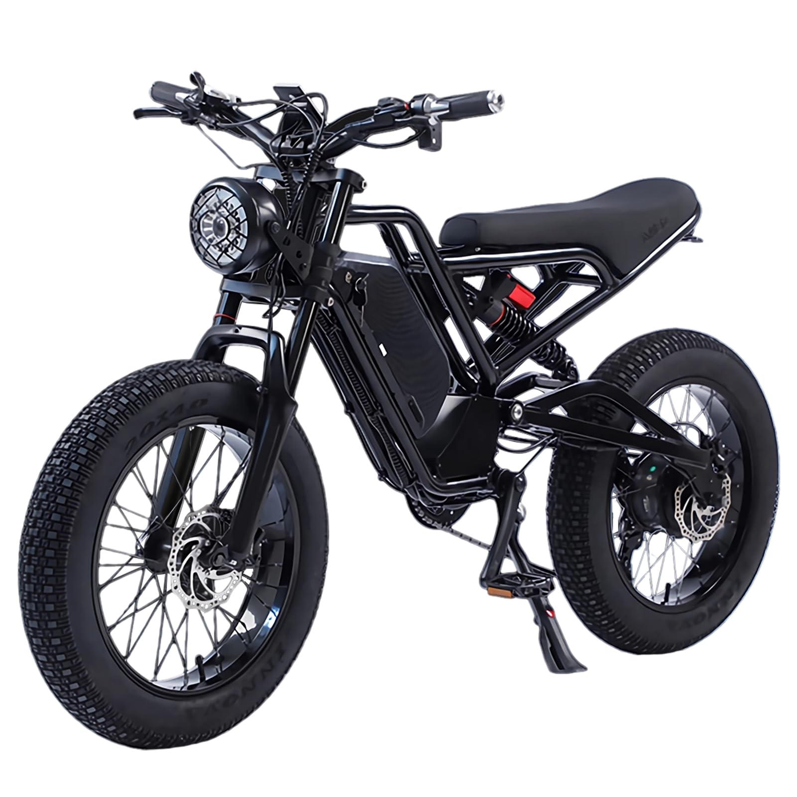 Helasdvt MZB1 1500W Electric Mountain Bike,35MPH Electric Dirt Bike,48V18A Removable Battery,20 Inch Fat Tire Retro Electric Bike,7Speed,with Suspension Fork,Hydraulic Brake System(Black1 Battery)