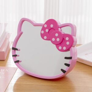 vnsport desk mirror, kitty cat shape-kawaii &vanity makeup mirror for you in bathroom or bedroom- pink, birthday gift for hello, kitty fans