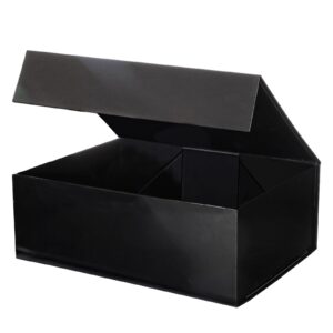 moretoes black gift box, 12x9x4.3 inches large collapsible gift box with magnetic closure lids (1 pack)