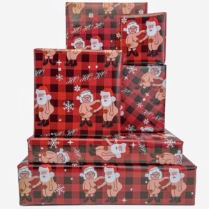 dtiafu funny christmas wrapping paper naughty santa gift wrap paper bulk folded flat inappropriate red black plaid gift wrapping paper for women men adult grandba grandma holiday birthday baby shower