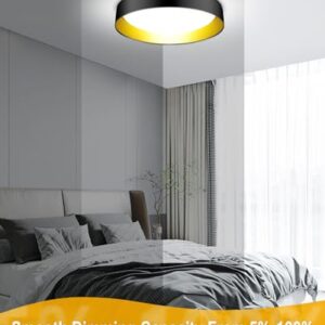 Flush Mount Ceiling Light Fixtures - 2Pack LED Ceiling Light Fixture 30W[375W Equiv] 3000LM Dimmable Bedroom Ceiling Lights, 3000K/4000K/5000K Black Ceiling Light for Bedroom Kitchen Hallway Closet