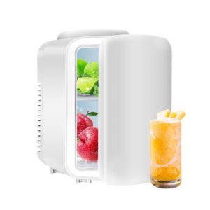 yssoa portable mini fridge, 4l cooler/warmer compact refrigerators with 110v ac cords, for food, drink, skincare, office, bedroom, dormitory, white