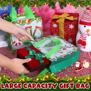 Sweetude 48 Pcs Christmas Gift Bags Reusable Small Christmas Tote Bags with Handle Non-Woven Holiday Goodie Bags Xmas Party Favor Bags for Xmas Party Supplies, 7.8 x 7.8 x 3.5 Inch