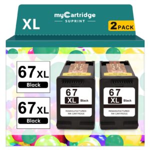 mycartridge suprint 67xl remanufactured ink cartridge replacement for hp ink 67 black ink cartridge envy 6055e 6000 6455e 6400 6458e deskjet 2755e 2700 2700e 2752e 2734e 4155e 4100e printer ink 67 xl