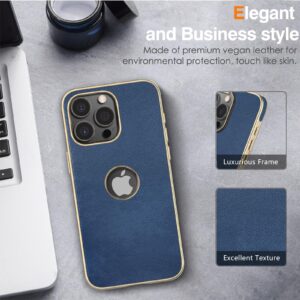 LOHASIC Leather Cases for iPhone 15 Pro Max, Luxury PU Phone Cover with Logo Cutout, Thin High-end Designer Soft Non-Slip Grip Men Cases for iPhone 15 Pro Max(2023) 6.7" 5G - Blue