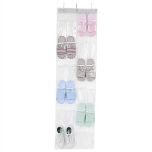 wisecoco 24-pockets over the door shoes organizer, space saving hanging storage bags closet storage rack hangs on closets for shoes, sneakers