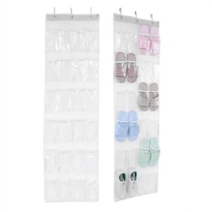 Wisecoco 24-Pockets Over The Door Shoes Organizer, Space Saving Hanging Storage Bags Closet Storage Rack Hangs on Closets for Shoes, Sneakers