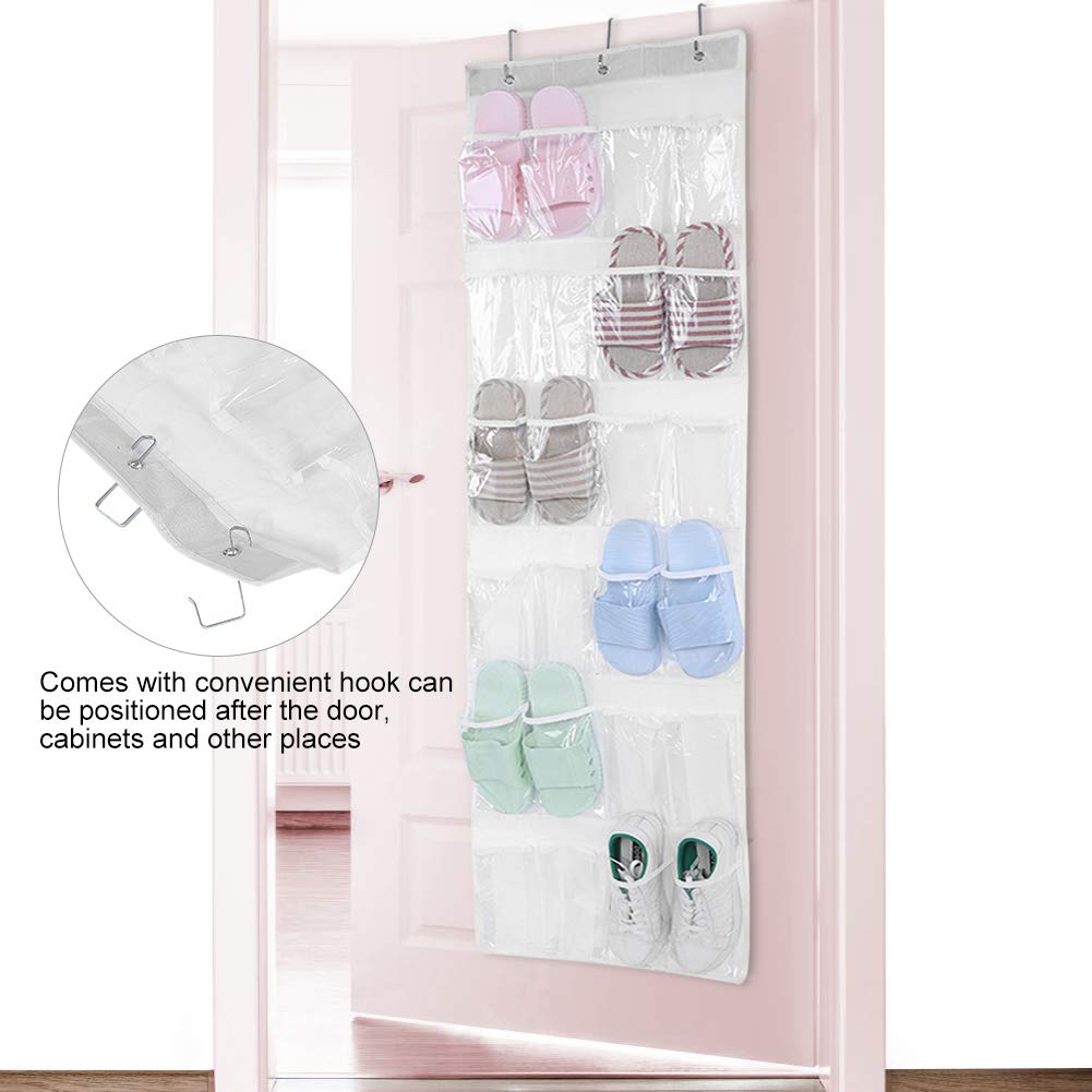 Wisecoco 24-Pockets Over The Door Shoes Organizer, Space Saving Hanging Storage Bags Closet Storage Rack Hangs on Closets for Shoes, Sneakers