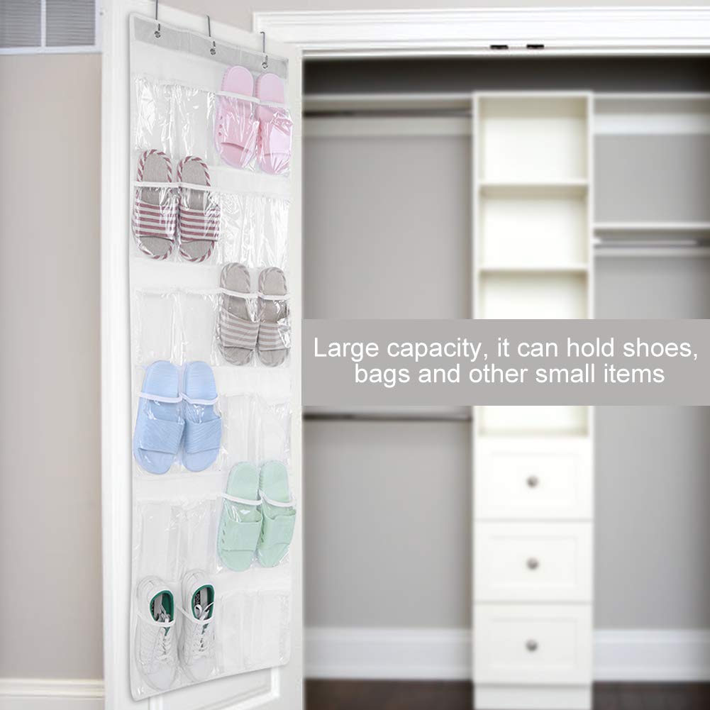 Wisecoco 24-Pockets Over The Door Shoes Organizer, Space Saving Hanging Storage Bags Closet Storage Rack Hangs on Closets for Shoes, Sneakers