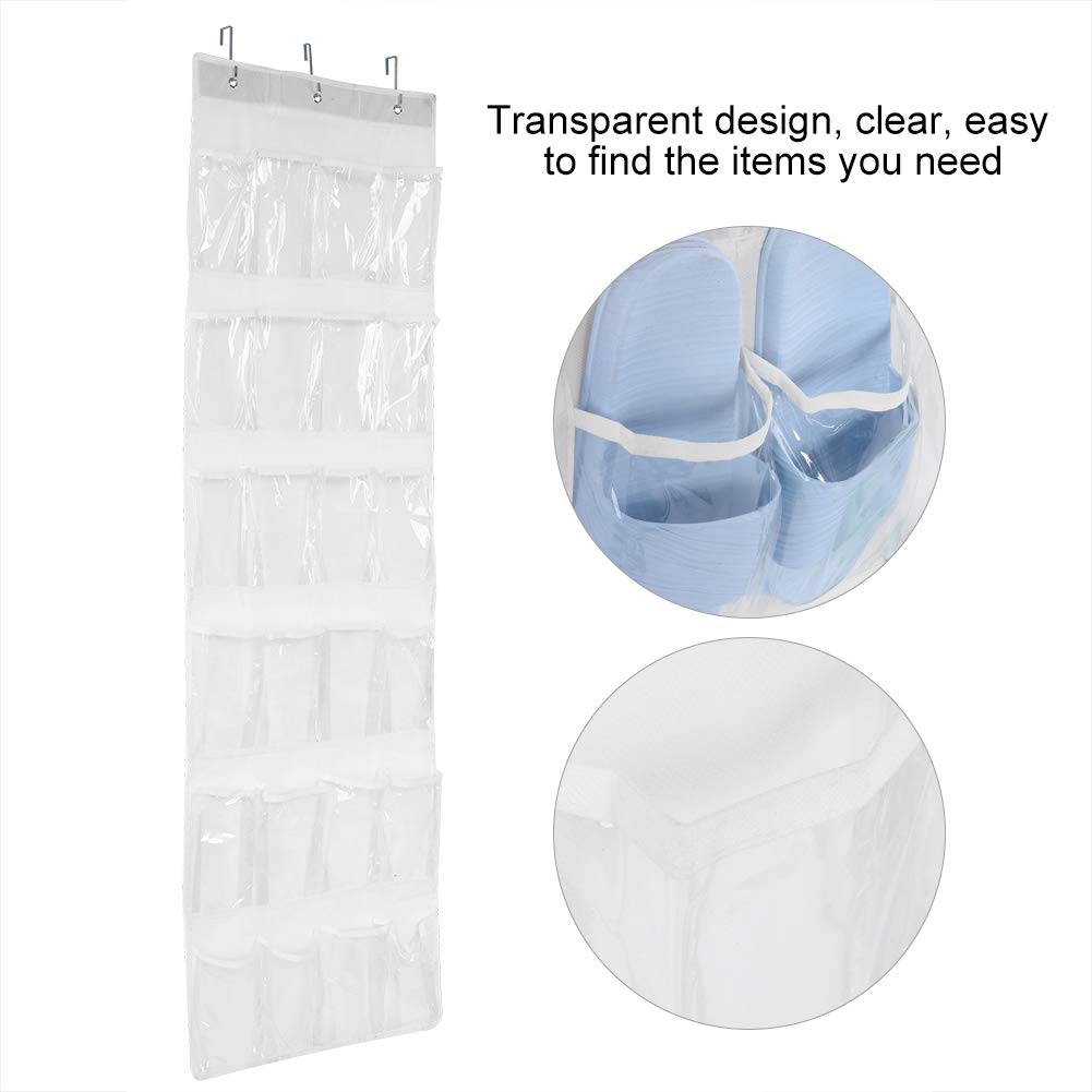 Wisecoco 24-Pockets Over The Door Shoes Organizer, Space Saving Hanging Storage Bags Closet Storage Rack Hangs on Closets for Shoes, Sneakers